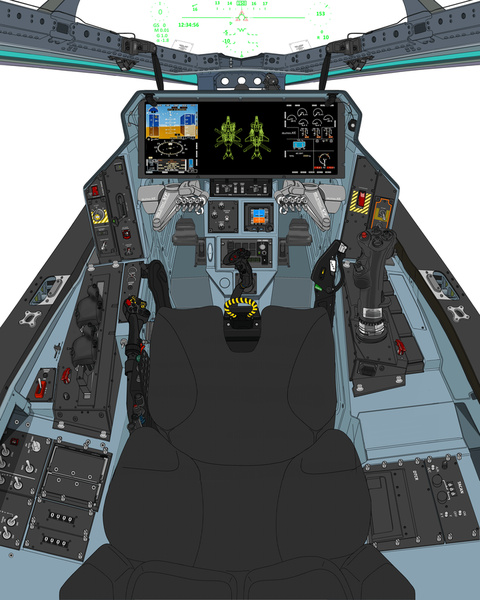 TINAMI - [イラスト](制動傘制御盤追加) 可変戦闘機 VFH-10G オーロラン【 Block 45-B】（新・二連スロットル）操縦席コンソール（「ダヴィンチII」遠隔操作システム展開状態）