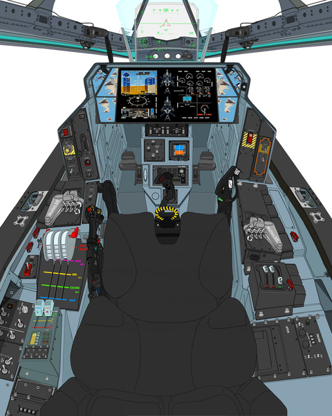 TINAMI - [イラスト](制動傘制御盤追加) Block 2.5 〔正面の防弾ガラスを装着〕可変戦闘機『 VFH-10 オーロラン』 操縦席コンソール