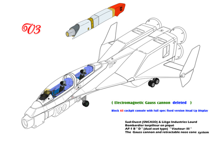 TINAMI - [イラスト](Block 30 , 全機能完備版・頭上表示装置【HUD】装備) AF-1B ボートゥール III（フラット状態）