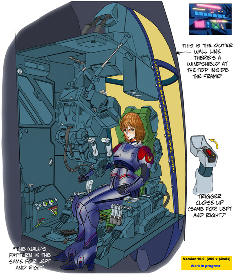 TINAMI - [イラスト](第10版・新井豊 画風) 可変戦闘機 VFH-10 オーロラン Block- 1.5 操縦区画