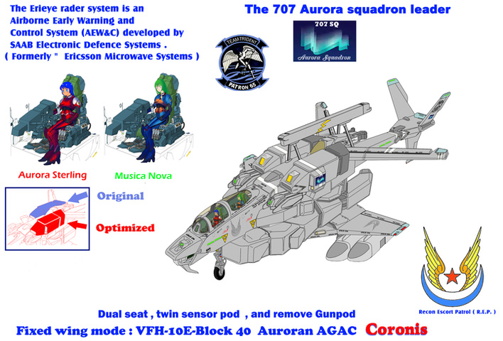 TINAMI - [イラスト]オーロラとムジカ搭乗・SAAB早期警戒型 VFH-10E Block-40 オーロラン「コローニス」