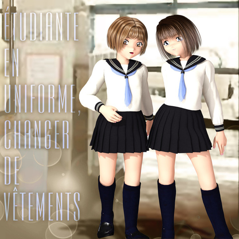 TINAMI - [イラスト]Étudiante en uniforme, changer de vêtements 014