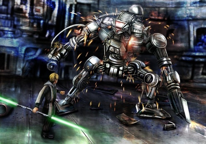 TINAMI - [イラスト]ジェダイ騎士VS巨大ロボ