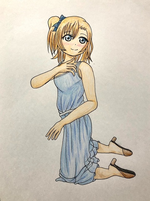 TINAMI - [イラスト]水色ワンピ穂乃果 22/9/4