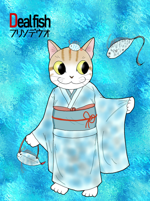 TINAMI - [マンガ]『変身にゃんこのABC・深海魚編』Deal fish（フリソデウオ）