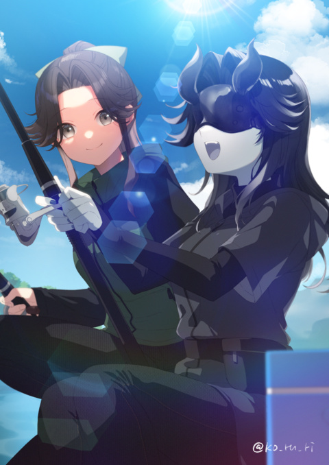 TINAMI - [イラスト]【Skeb】釣りする神通＆軽巡棲姫