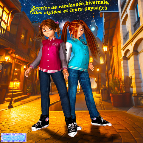 TINAMI - [イラスト]Sentier de randonnée hivernale, filles stylées et leurs paysages 010