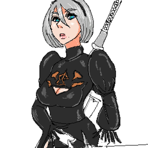 TINAMI - [イラスト]ニーアオートマタ 2B 某掲示板にて