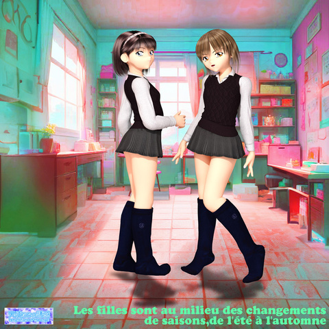 TINAMI - [イラスト]Les filles sont au milieu des changements de saisons, de l'été à l'automne 005