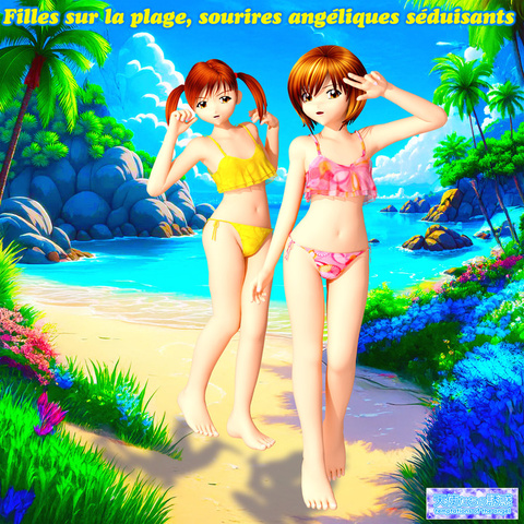 TINAMI - [イラスト]Filles sur la plage, sourires angéliques séduisants_01
