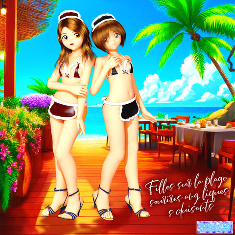 TINAMI - [イラスト]Filles sur la plage, sourires angéliques séduisants_04