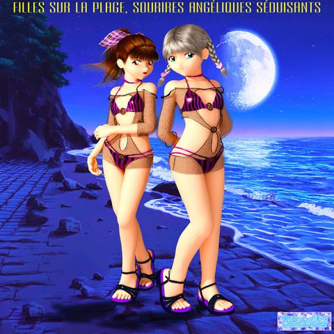 TINAMI - [イラスト]Filles sur la plage, sourires angéliques séduisants_07
