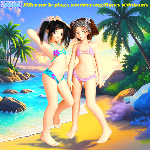 TINAMI - [イラスト]Filles sur la plage, sourires angéliques séduisants_08