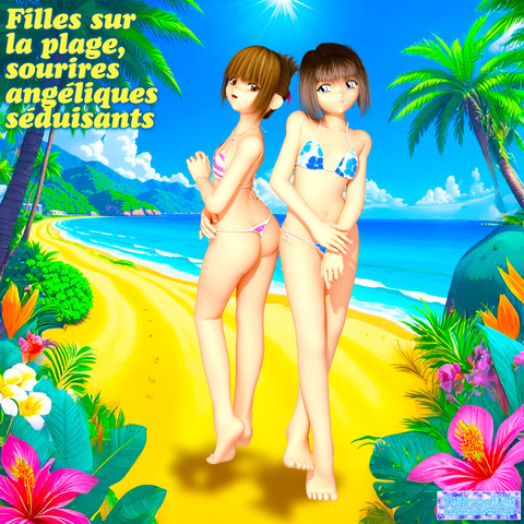 TINAMI - [イラスト]Filles sur la plage, sourires angéliques séduisants_11