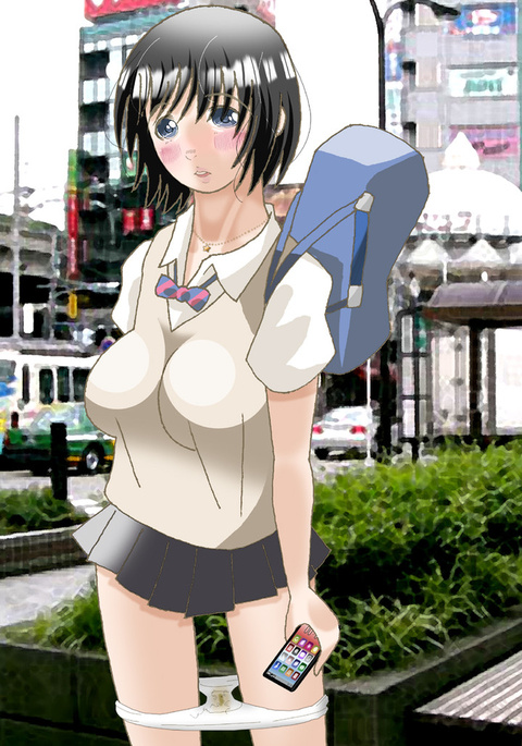 TINAMI - [イラスト]街角巨乳JK