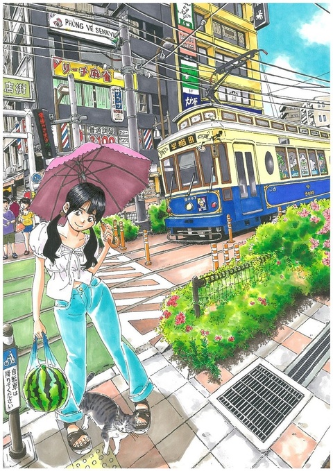 Tinami イラスト 路面電車