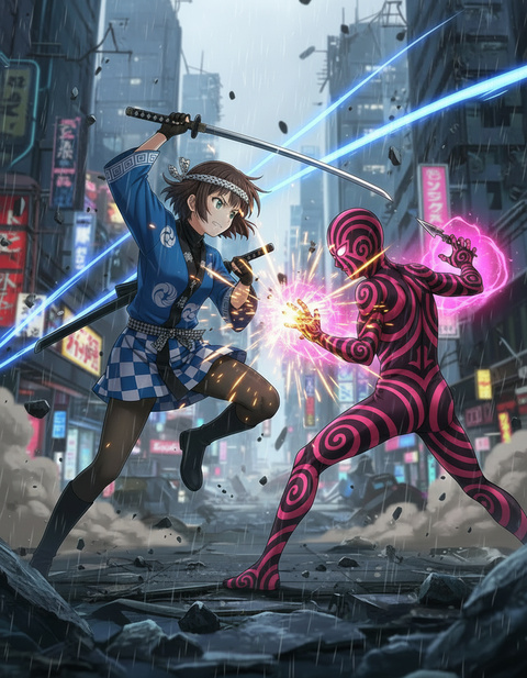 TINAMI - [マンガ]鉢巻乃富士子VS渦巻柄戦闘員！