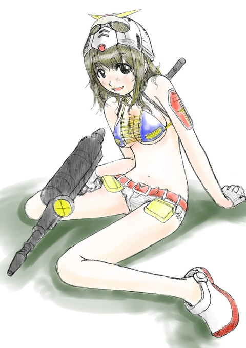 TINAMI - [イラスト](移動)MSの格好で水鉄砲遊びをするよ！