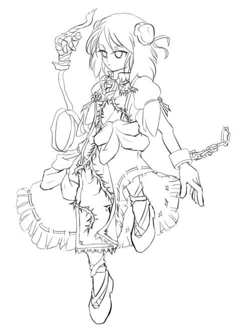 TINAMI - [イラスト]華扇ちゃn祭りの線画