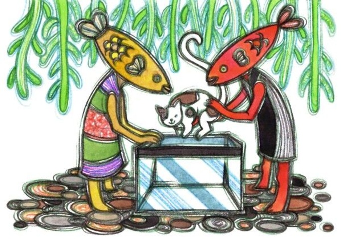 TINAMI - [イラスト]猫を飼う／We keep a cat