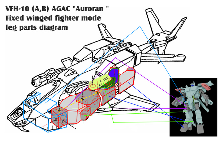 TINAMI - [イラスト]【固定翼形態】 VFH-10 オーロラン脚変形機構の部品構成図