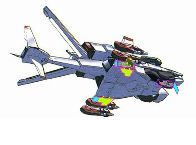 TINAMI - [イラスト]【首脚を追加】VFH-12 スーパーオーロラン 首脚と主脚収納庫の構成図