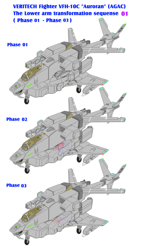 TINAMI - [イラスト]可変戦闘機 VFH-10C（海兵隊用・単座型）オーロラン：下腕変形過程 01
