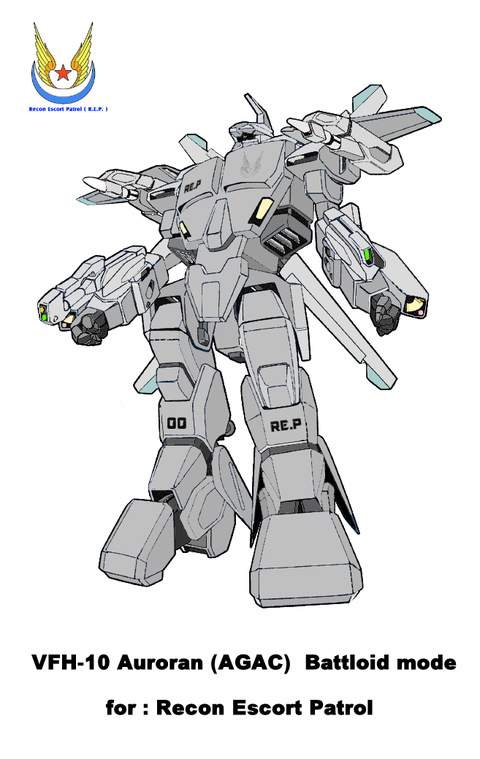 TINAMI - [イラスト]（バトロイド形態）VFH-10C オーロラン 海軍護衛戦闘機隊 所属機